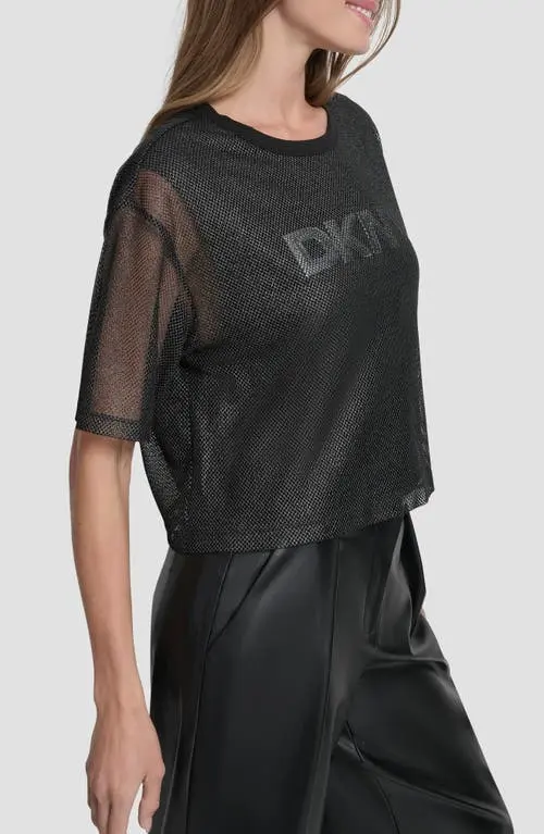 Dkny Mesh Overlay Logo Top