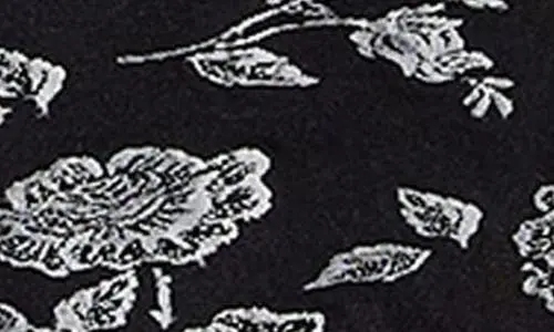 MEMOI Floral Sheer Crew Socks - Black