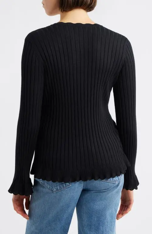 Wit & Wisdom Soutache Ribbed Sweater - Black