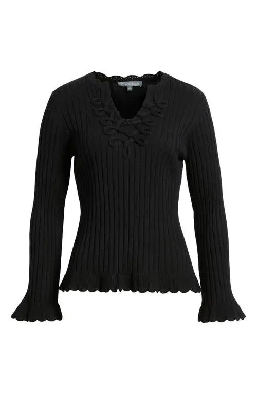 Wit & Wisdom Soutache Ribbed Sweater - Black