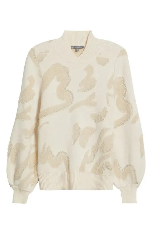 Wit & Wisdom Metallic Jacquard Relaxed Sweater - Ecru