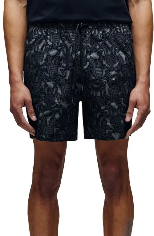 Psycho Bunny Reeves Bunny Print Swim Trunks - Black