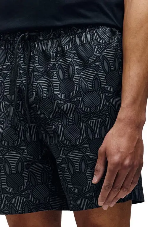 Psycho Bunny Reeves Bunny Print Swim Trunks - Black