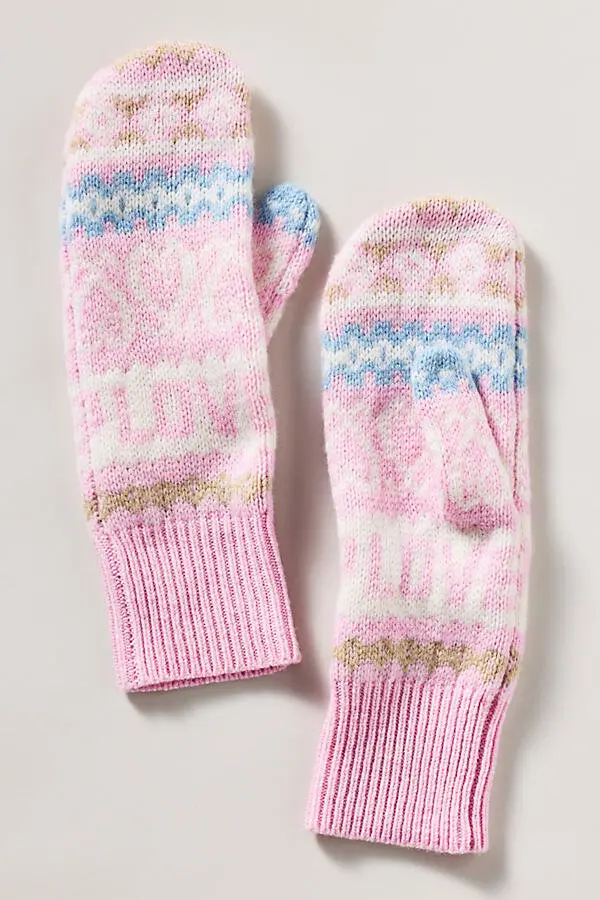 LoveShackFancy Fairisle Mittens - Peach Dream