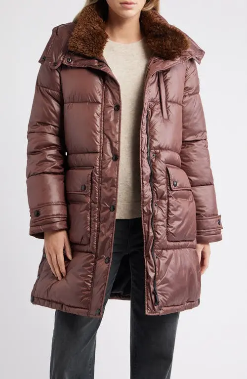 Sam Edelman Puffer Coat With Removable Hood - Mocha
