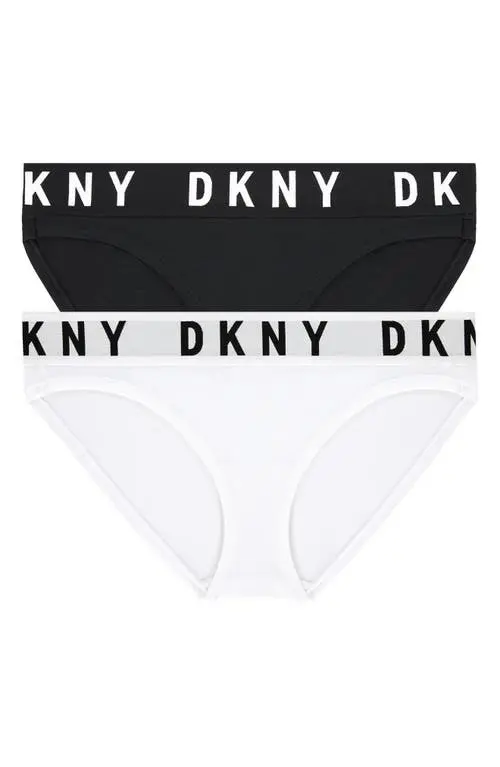 Dkny Two-pack Boyfriend Bikini Bottoms - Black/white