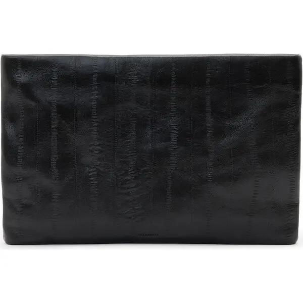 ALLSAINTS Bettina Eel Skin Embossed Leather Clutch - Black