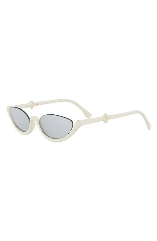 Fendi Ff Diamonds 53mm Oval Sunglasses - Ivory/smoke Mirror