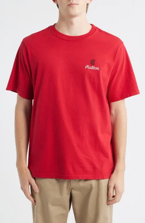 MALBON Bermuda Clot Cotton Graphic T-shirt - Red