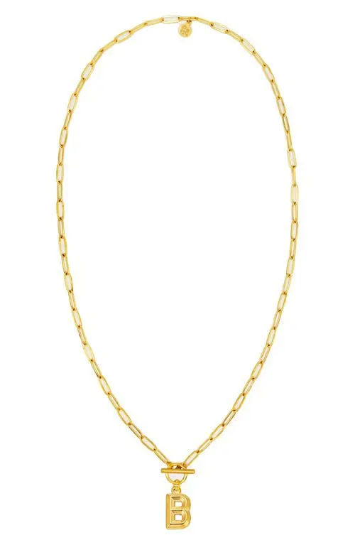 PETIT MOMENTS Paper Clip Initial Toggle Necklace - Gold