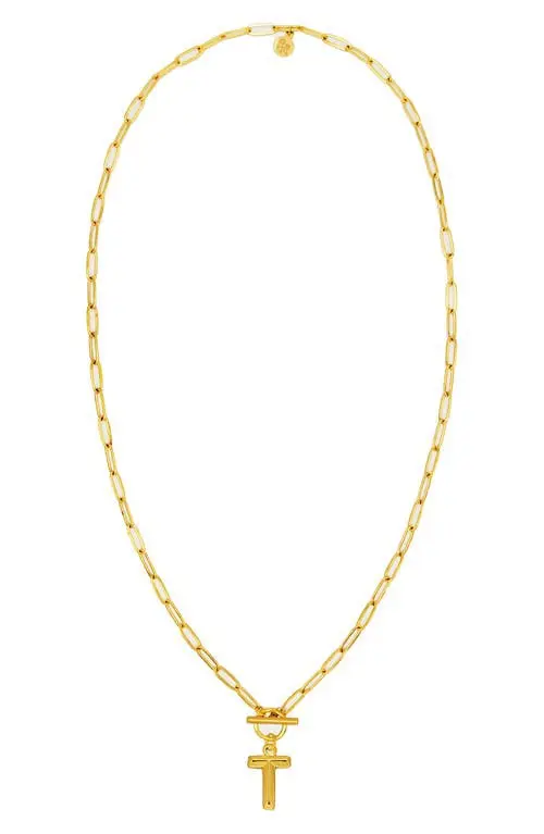 PETIT MOMENTS Paper Clip Initial Toggle Necklace - Gold