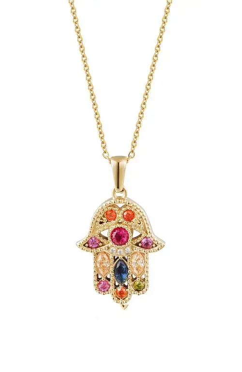 JANE BASCH DESIGNS Hamsa Pendant Chain Necklace - Yellow