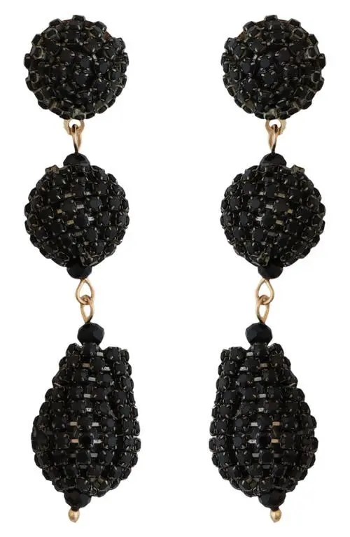 PANACEA Beaded Linear Drop Earrings - Black