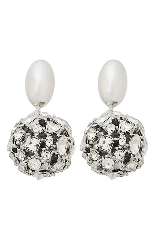 PANACEA Faux Pearl And Crystal Drop Earrings - Silver
