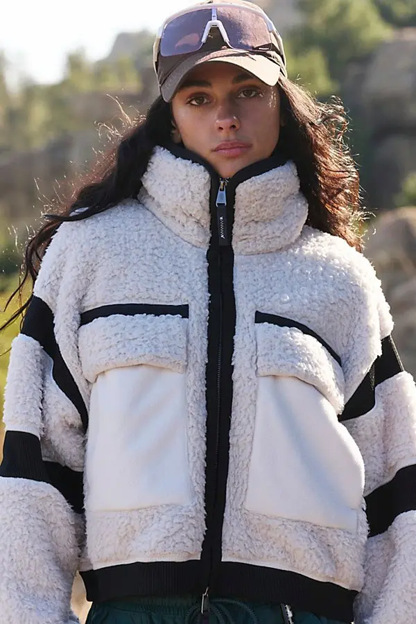 Free People Far Out Fleece Jacket - Ivory Sherpa