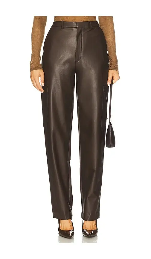 Lapointe Stretch Faux Leather Tapered Pant - Brown