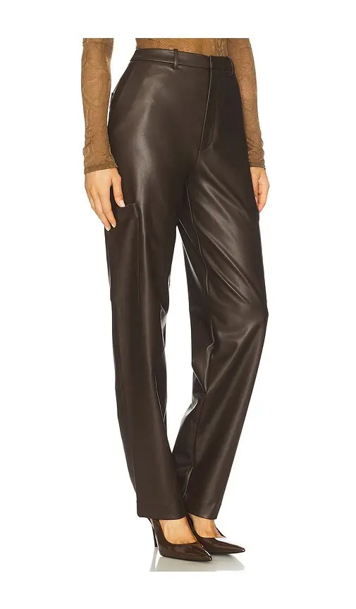 Lapointe Stretch Faux Leather Tapered Pant - Brown