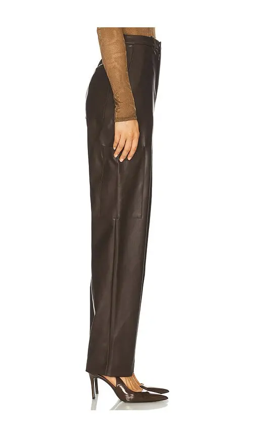 Lapointe Stretch Faux Leather Tapered Pant - Brown
