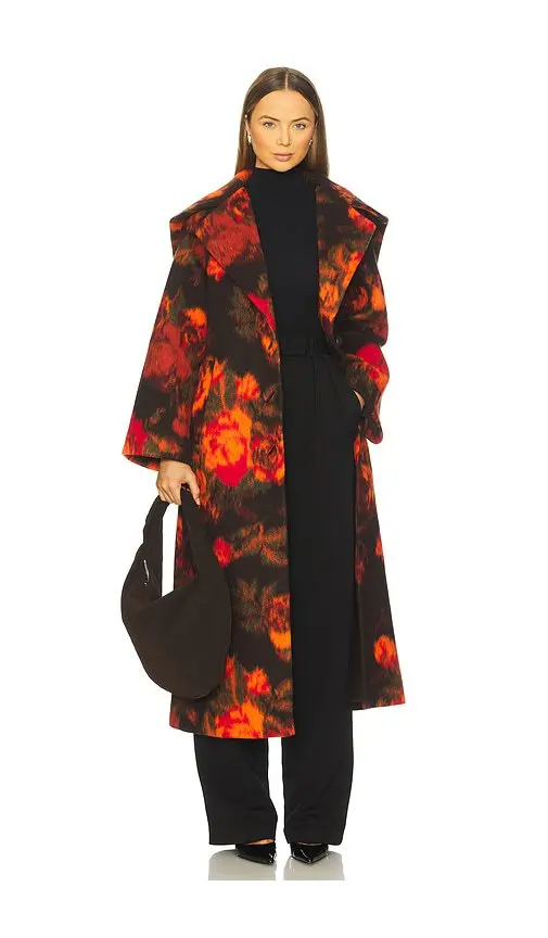 Cult Gaia Linden Printed Wool Blend Coat