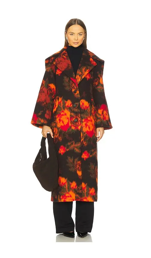 Cult Gaia Linden Printed Wool Blend Coat