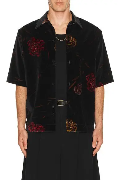 Amiri Floral Velvet Camp Shirt