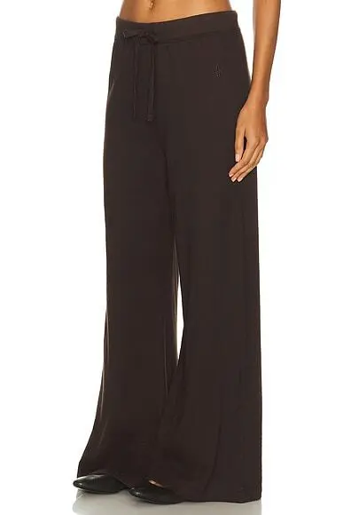 Eterne Drawstring Lightweight French Terry Wide Leg Sweatpant - Espresso
