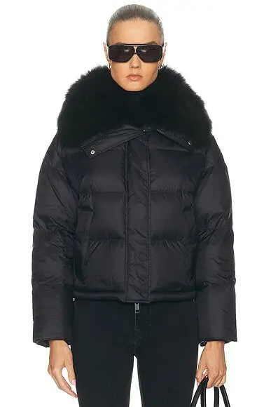 YVES SALOMON Padded Fur Trim Down Jacket