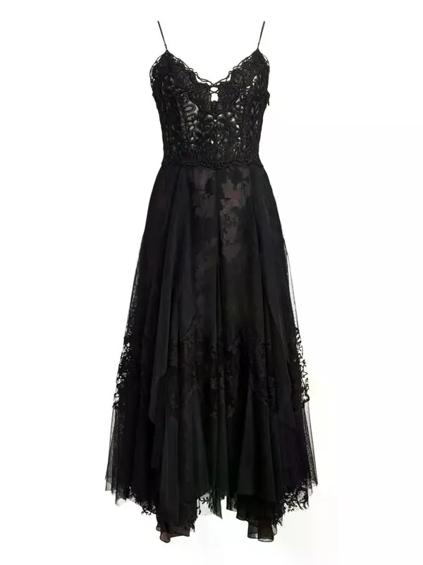 Ralph Lauren Lace-embellished Tiered Maxi Dress - Black