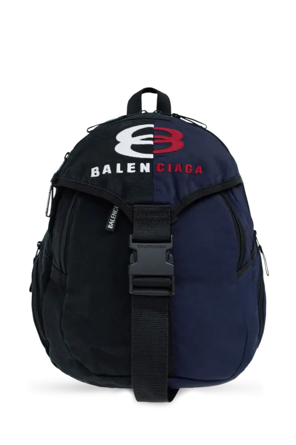 Balenciaga Backpack With Embroidered Logo - Navy Blue