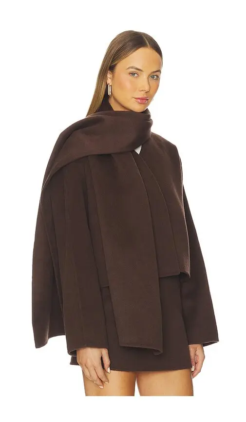 L'academie Milly Wool Jacket With Optional Scarf - Chocolate