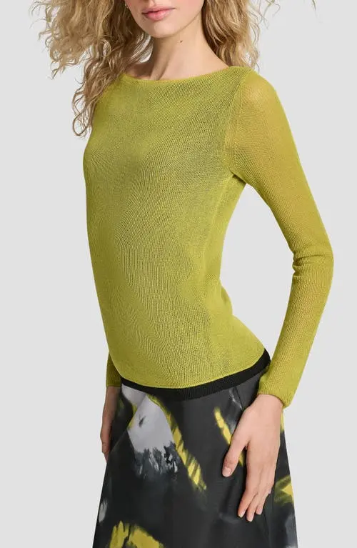 Dkny Double Layer Boat Neck Sweater - Citronella/black
