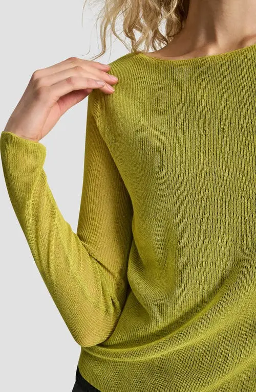 Dkny Double Layer Boat Neck Sweater - Citronella/black
