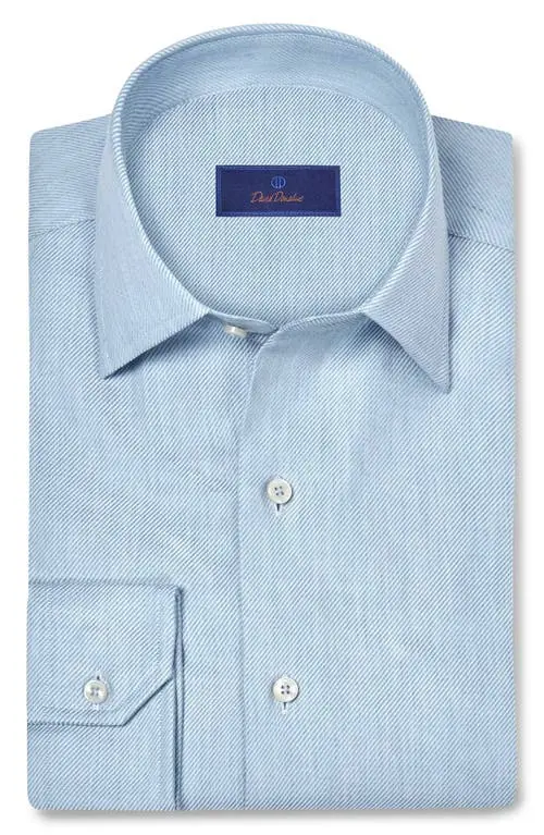 David Donahue Cotton & Cashmere Solid Sport Shirt - Sky