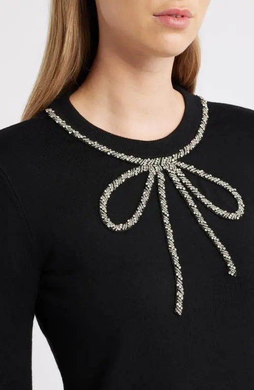 Anne Klein Bow Embellished Crewneck Sweater