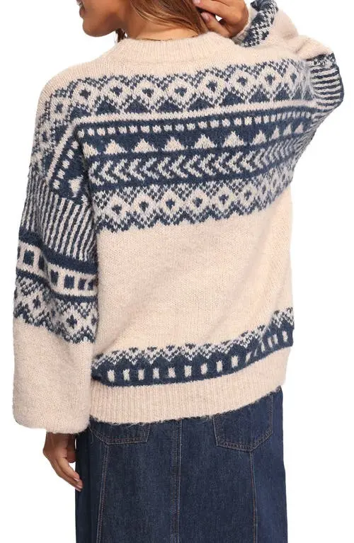 PETAL & PUP Fair Isle Crewneck Sweater - Navy
