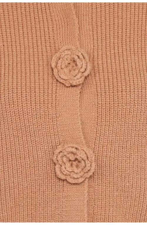 PETAL & PUP Jones Rosette Cardigan - Mocha
