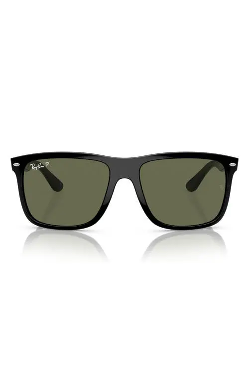 Ray-ban 60mm Polarized Square Sunglasses - Black/polar Green