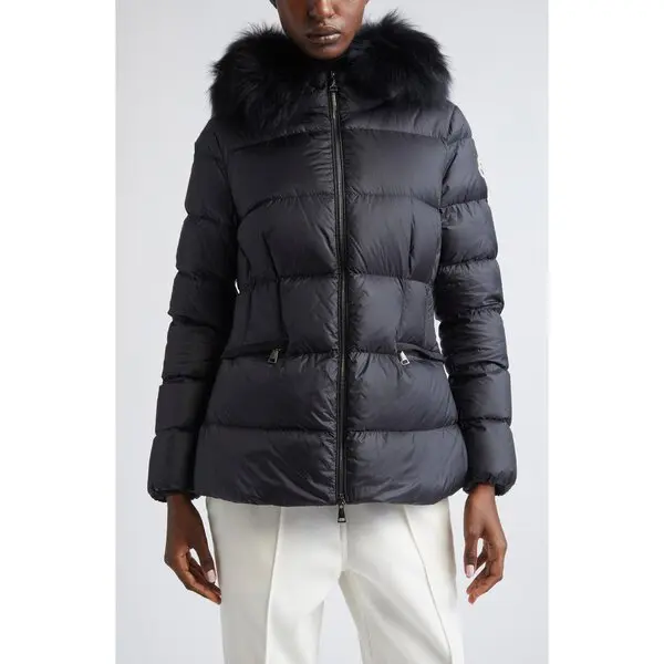 Moncler Boed Down Puffer Jacket With Shearling Trim