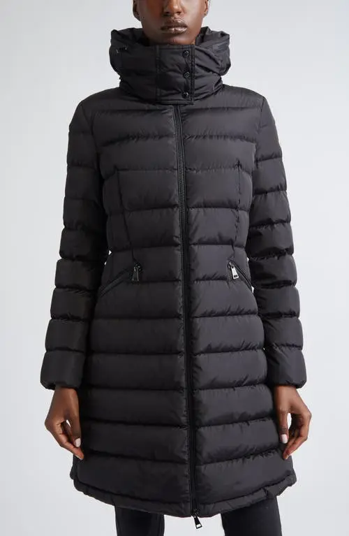 Moncler Flammette Water Repellent Long Hooded Down Coat