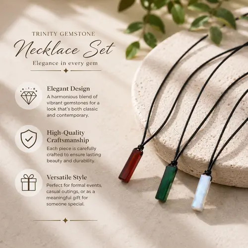 PURSONIC Trinity Gemstone Necklace Set