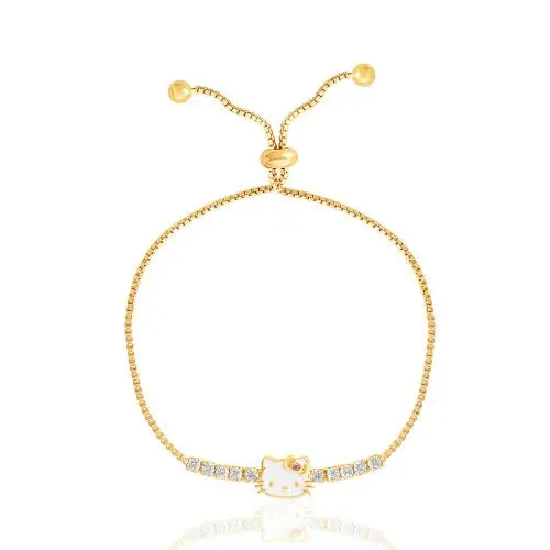 HELLO KITTY 925 Yellow Plated Lariat Bracelet - Gold