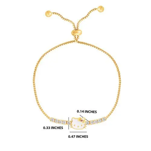 HELLO KITTY 925 Yellow Plated Lariat Bracelet
