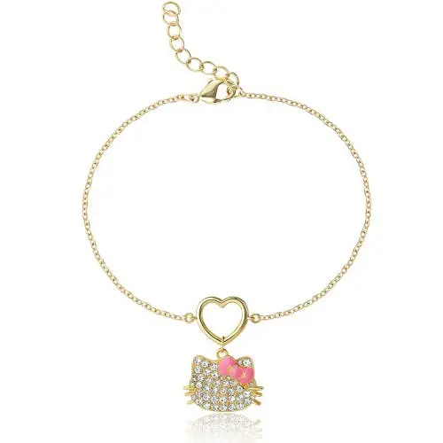 HELLO KITTY Pave Heart Charm Bracelet