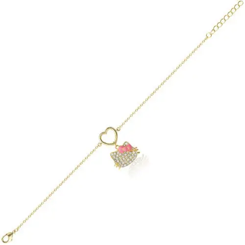 HELLO KITTY Pave Heart Charm Bracelet