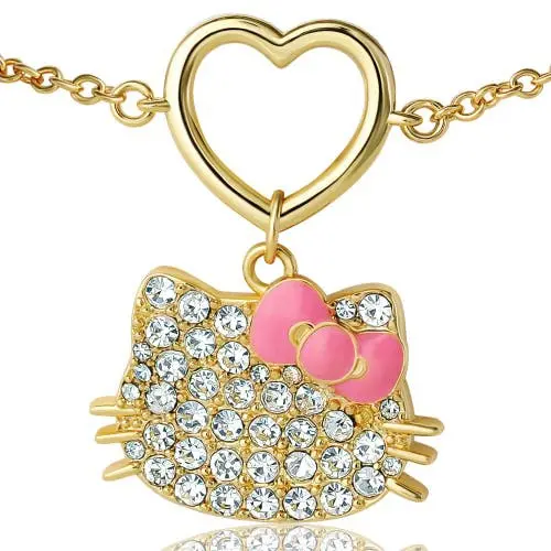 HELLO KITTY Pave Heart Charm Bracelet