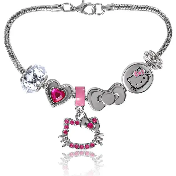 HELLO KITTY 7 Fashion Charm Bead Bracelet - Silver