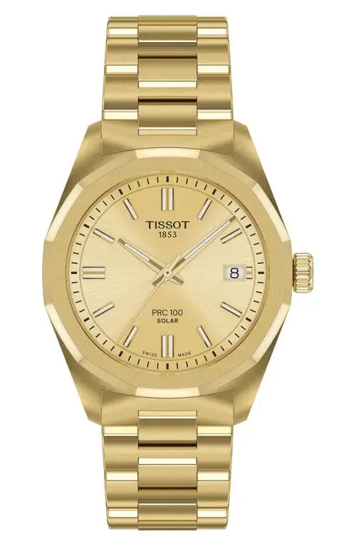 TISSOT Prc 100 Solar Quartz Bracelet Watch - Champagne/golden