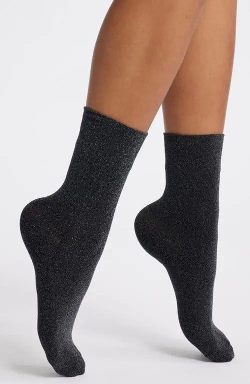 Nordstrom Metallic Quarter Socks - Black