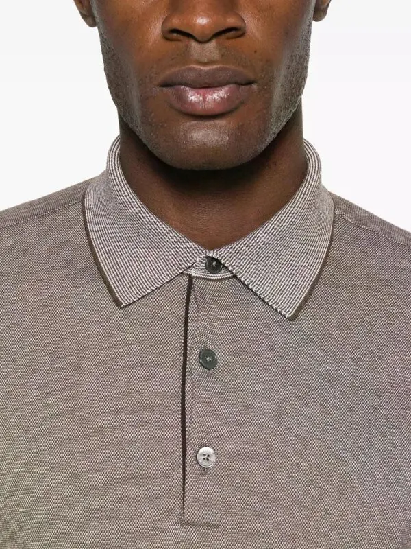 Zegna Long-sleeved Polo Shirt - Brown