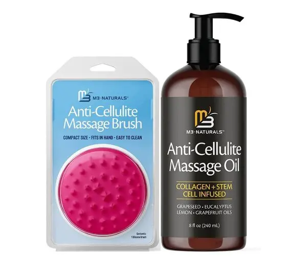 M3 NATURALS M3 Anti Cellulite Oil + Silicone Body Brush - No Color